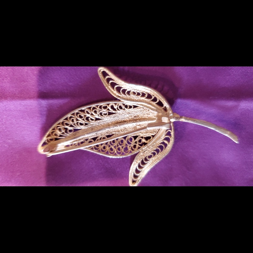 Ss Vintage Brouch Leaf - Gem